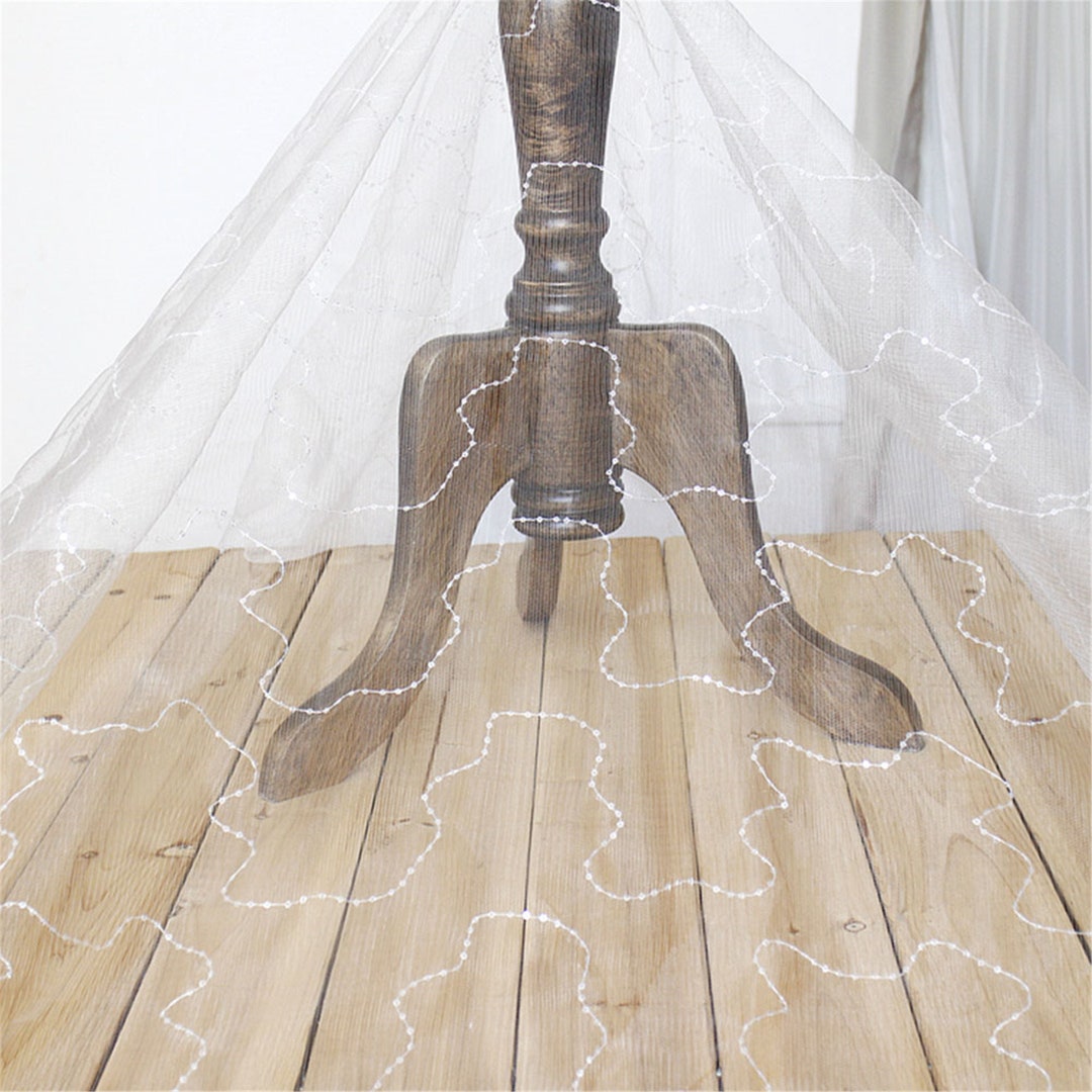 Translucent Sequined Bridal Dress Overlay Clear Sequins Lace Clear ...