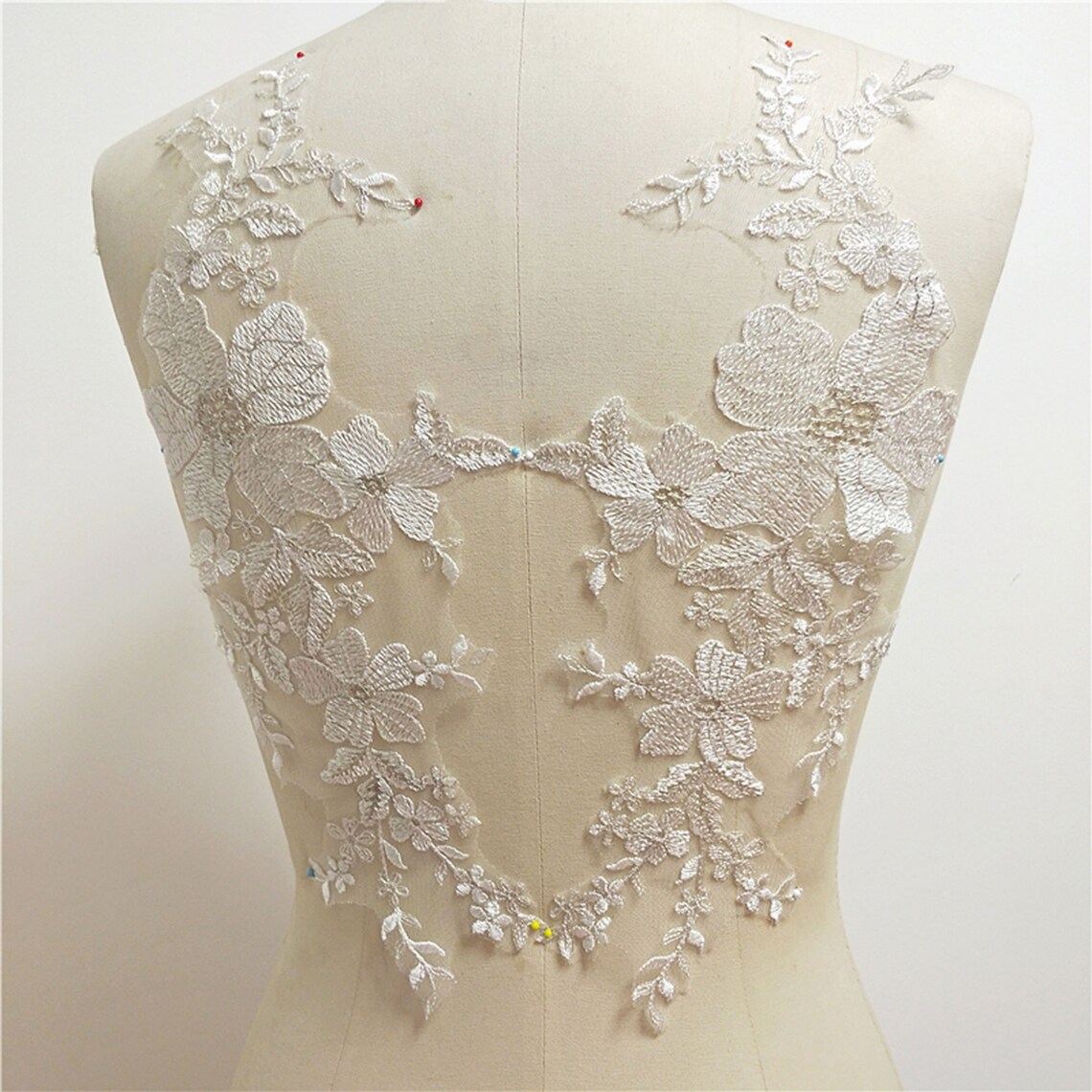 Silver Wire Floral Embroidery Applique Ivory Floral Patches | Etsy