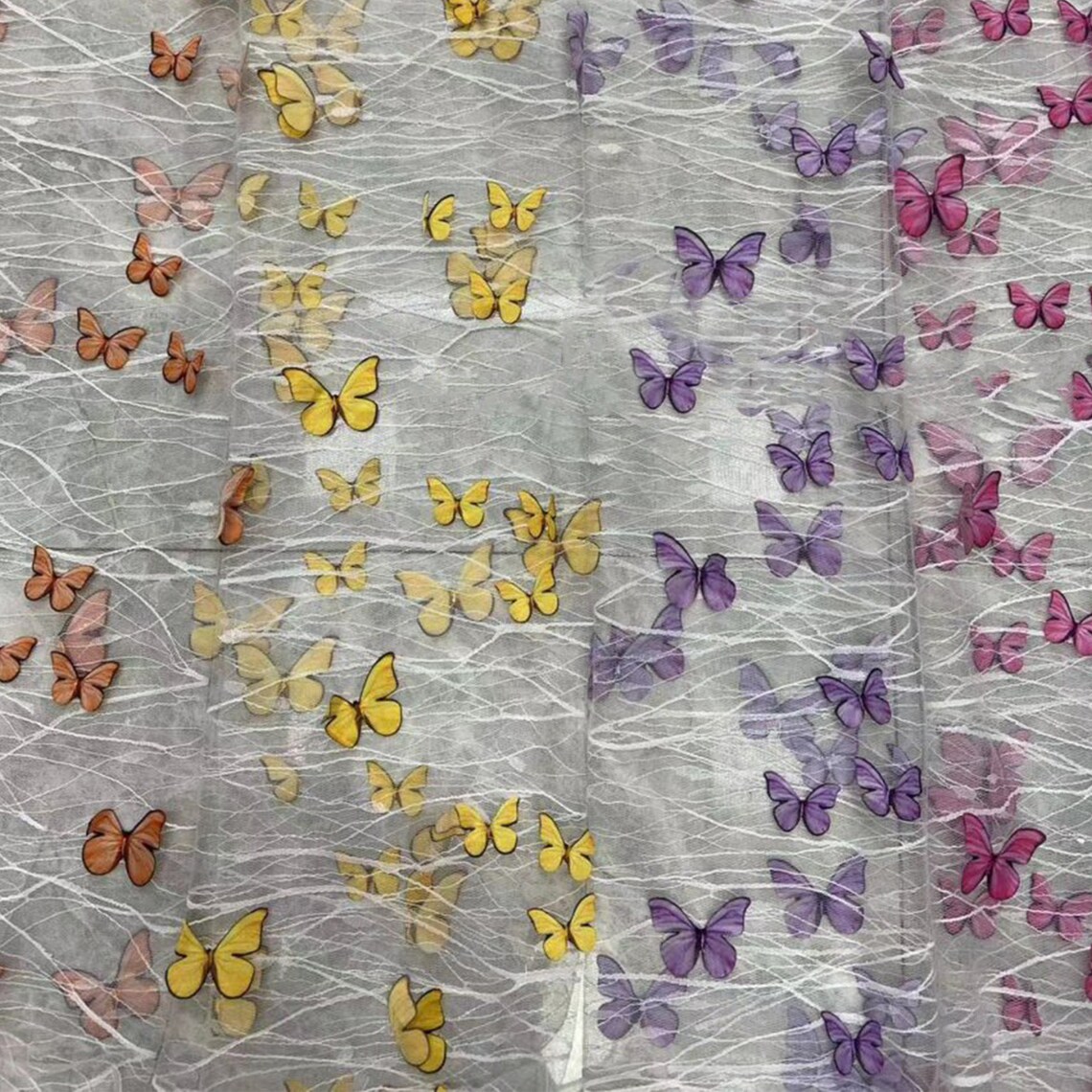 Black Tulle lace Fabrics 3D Butterflies Tulle Lace Fabric Lace | Etsy