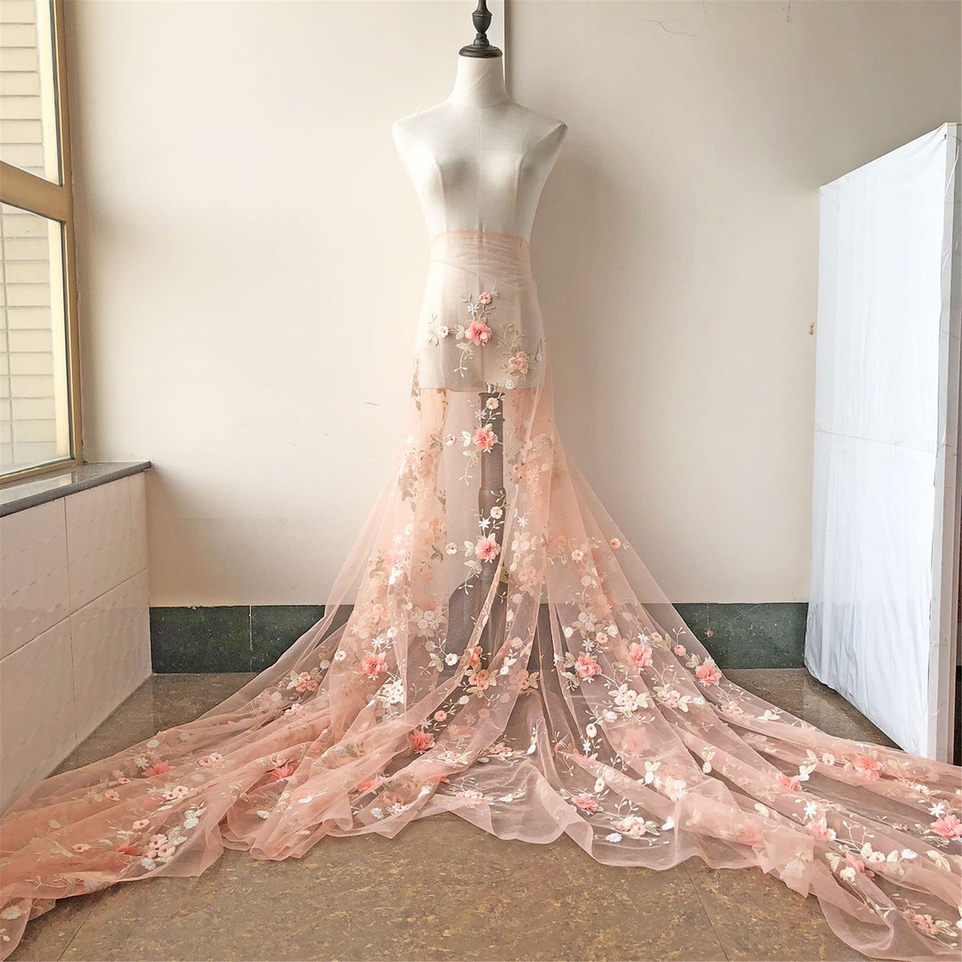 Exquisite Beaded Lace Fabric Elengant Chiffon Flower Embroidery Lace ...