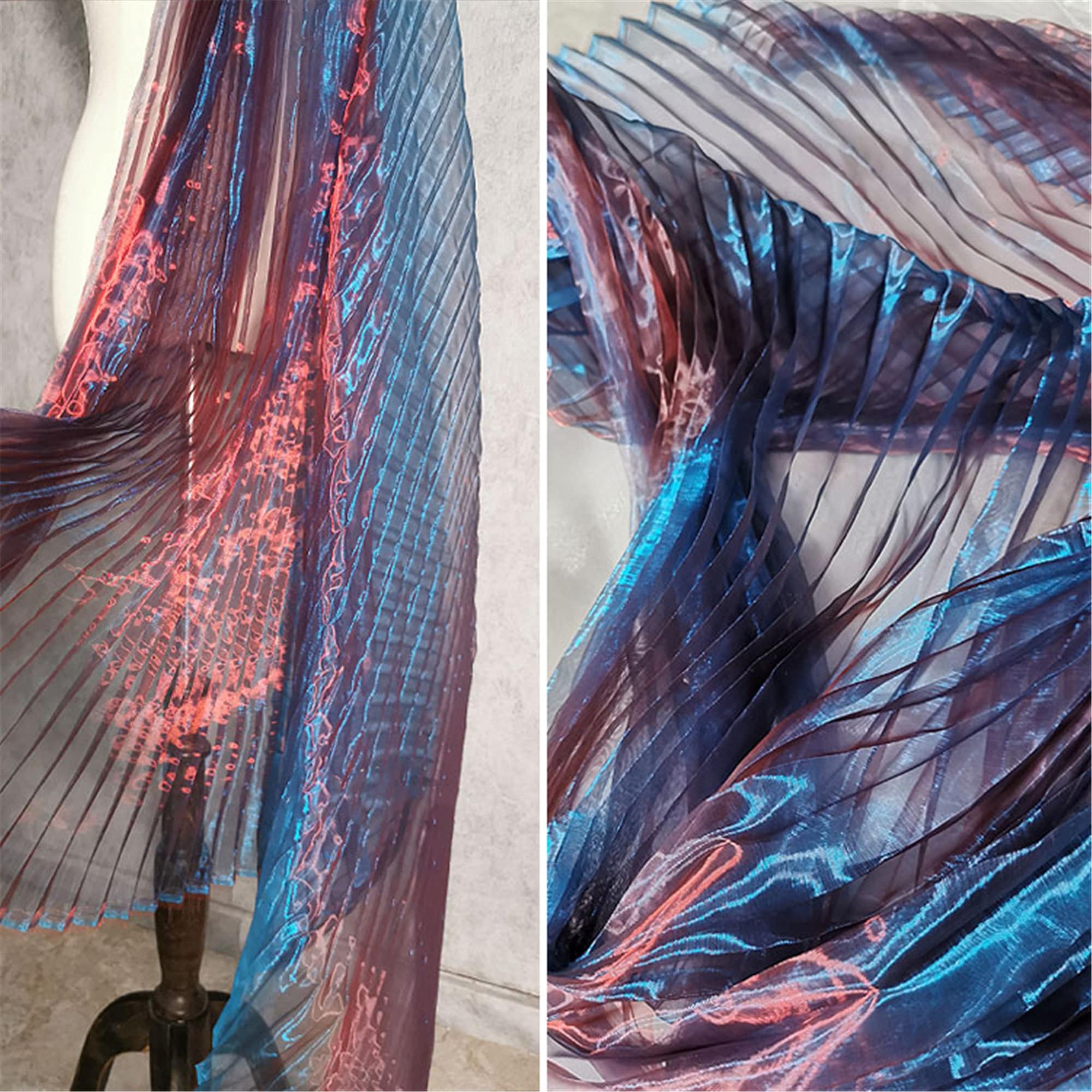 Gradient Magic Color Laser Organ Pleat Pleated Fabric Original - Etsy