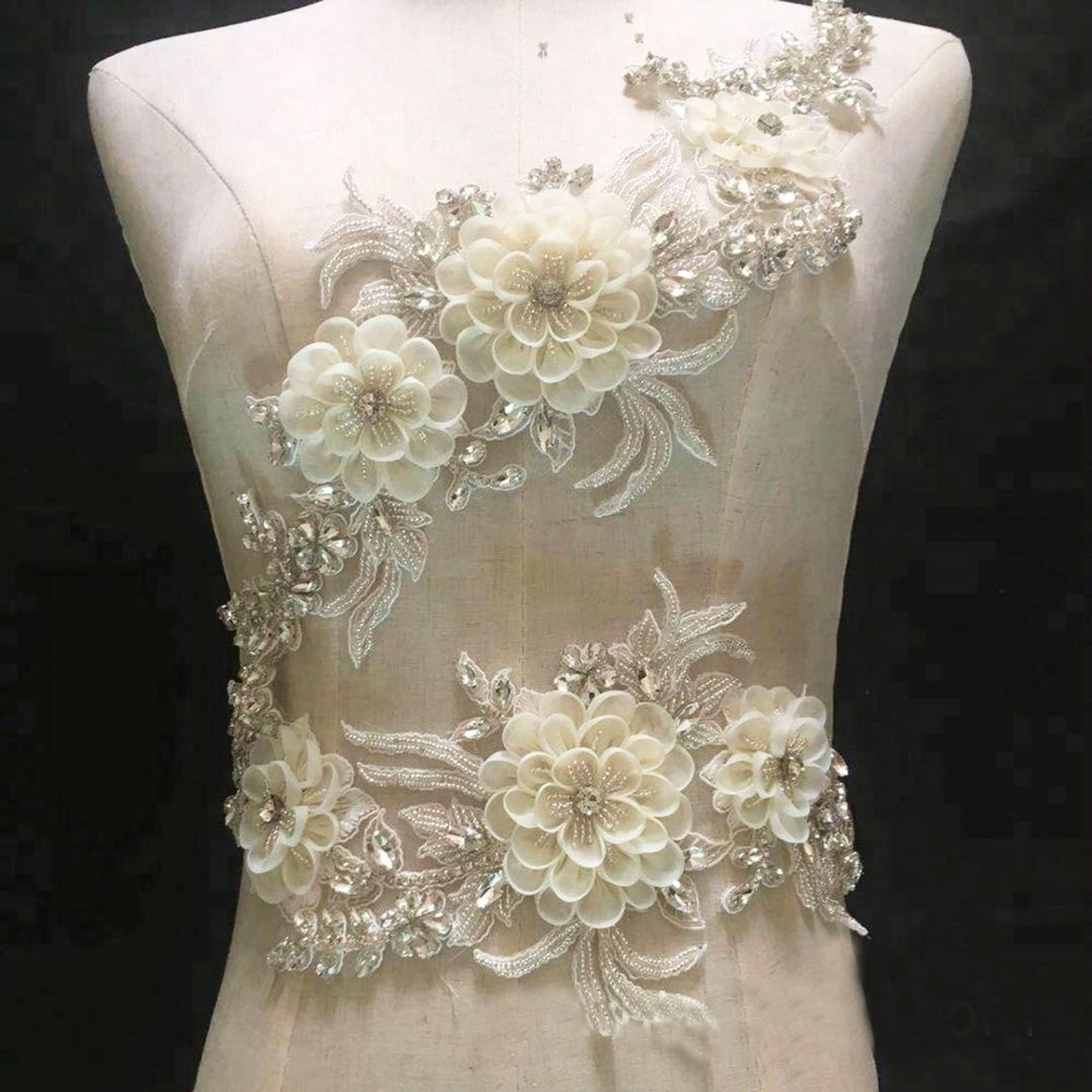 3D Flower Patch Stunning Prom Dress Rhinestone Applique Bling - Etsy