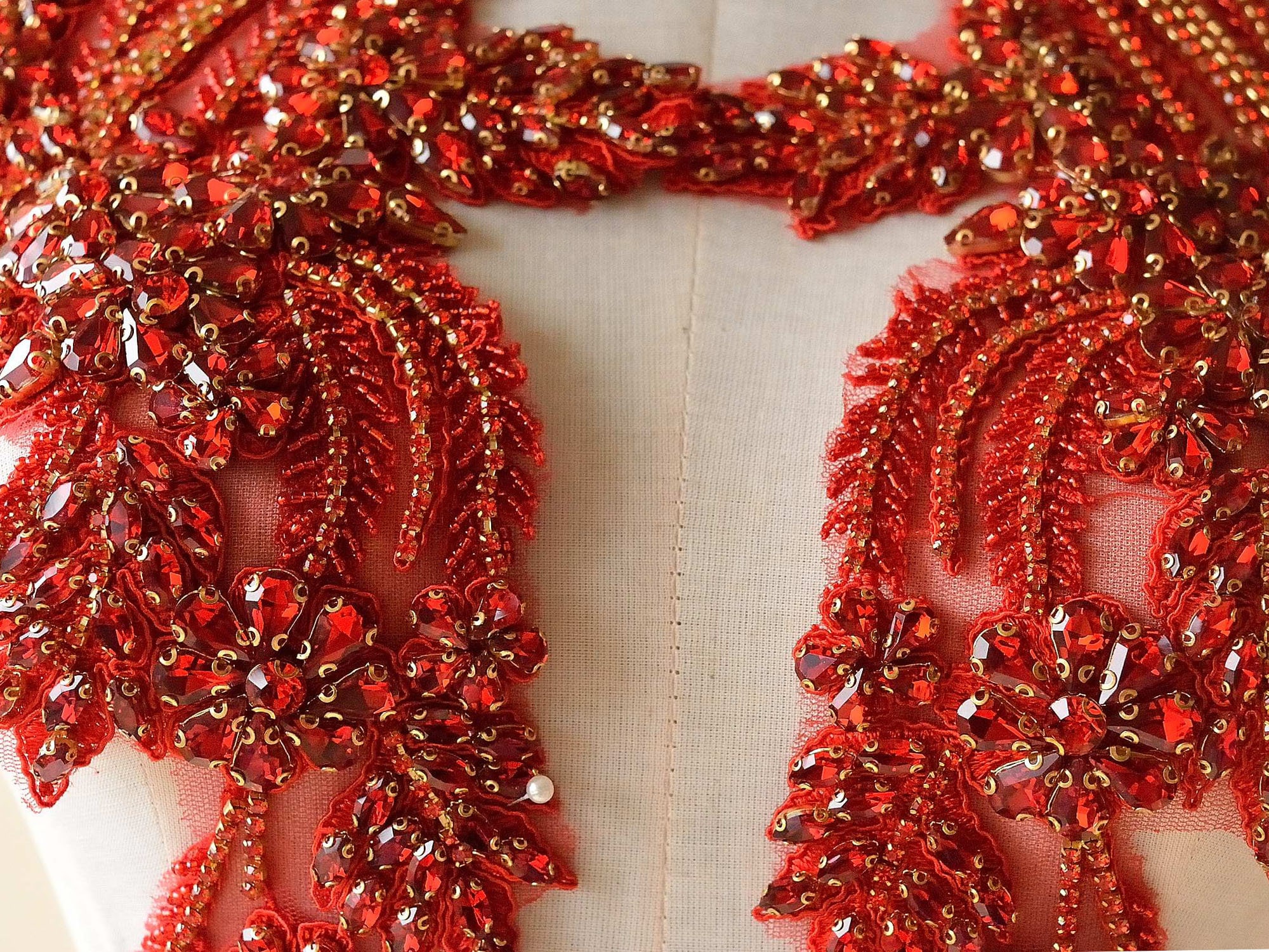 Red Heavily Crystal Flower Patches Rhinestone Applique - Etsy