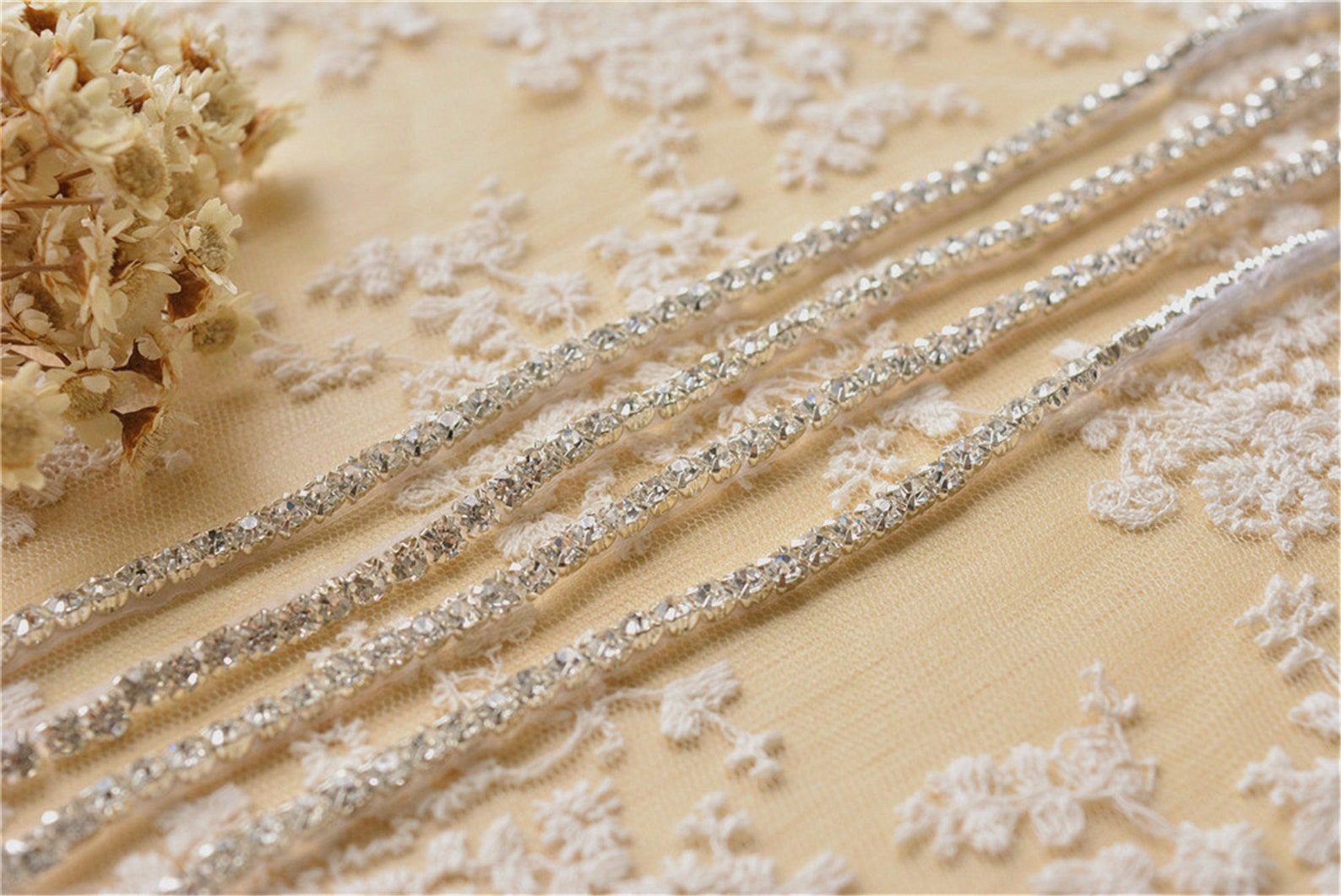Bling Slim Crystal Trims Rhinestone Wedding Dress Straps Appliques ...