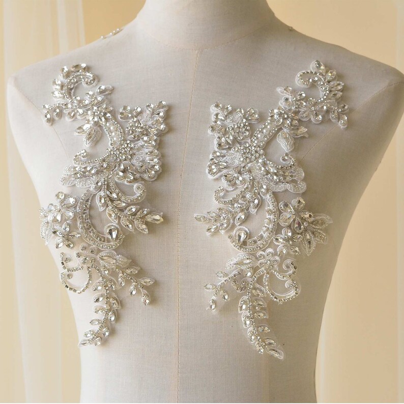 Beaded Applique Rhinestone Application Crystal Flower Patch - Etsy