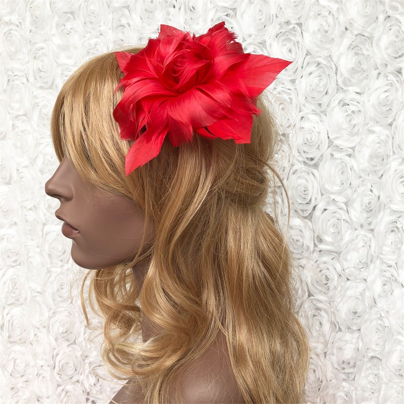 Red Handmade Feather Customized Flower Natural Feather Flower ...