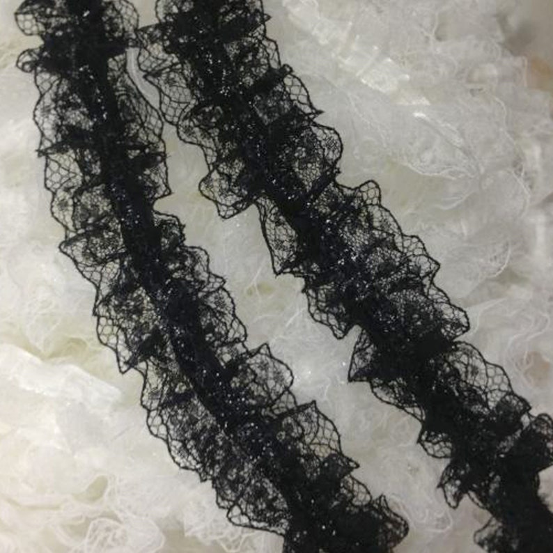 Delicate Ruffle Lace Trim Black Braid Lace Fringe Embellished - Etsy