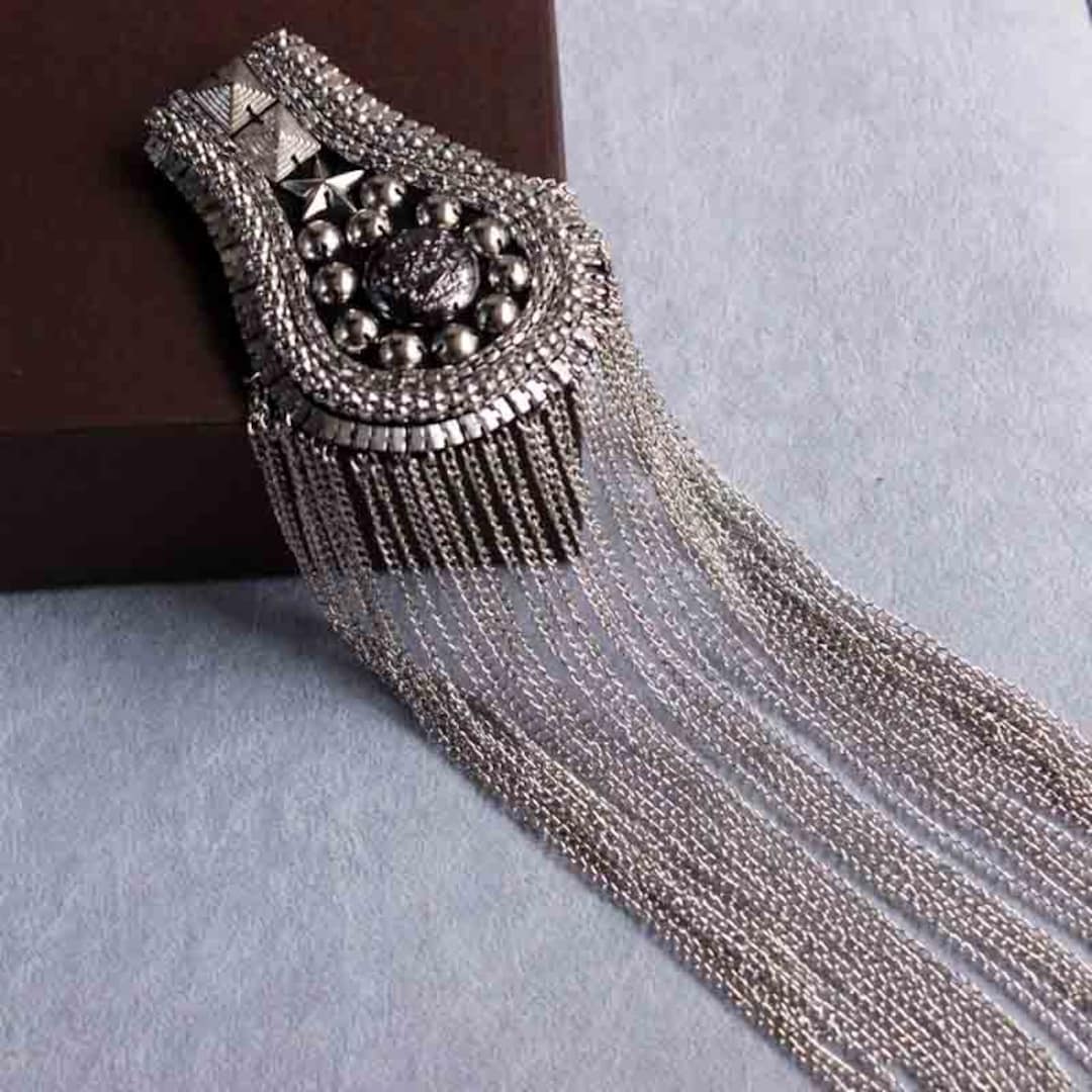 Shoulder Tassel Chain Epaulettes Rhinestone Beaded Epaulet Fringe ...