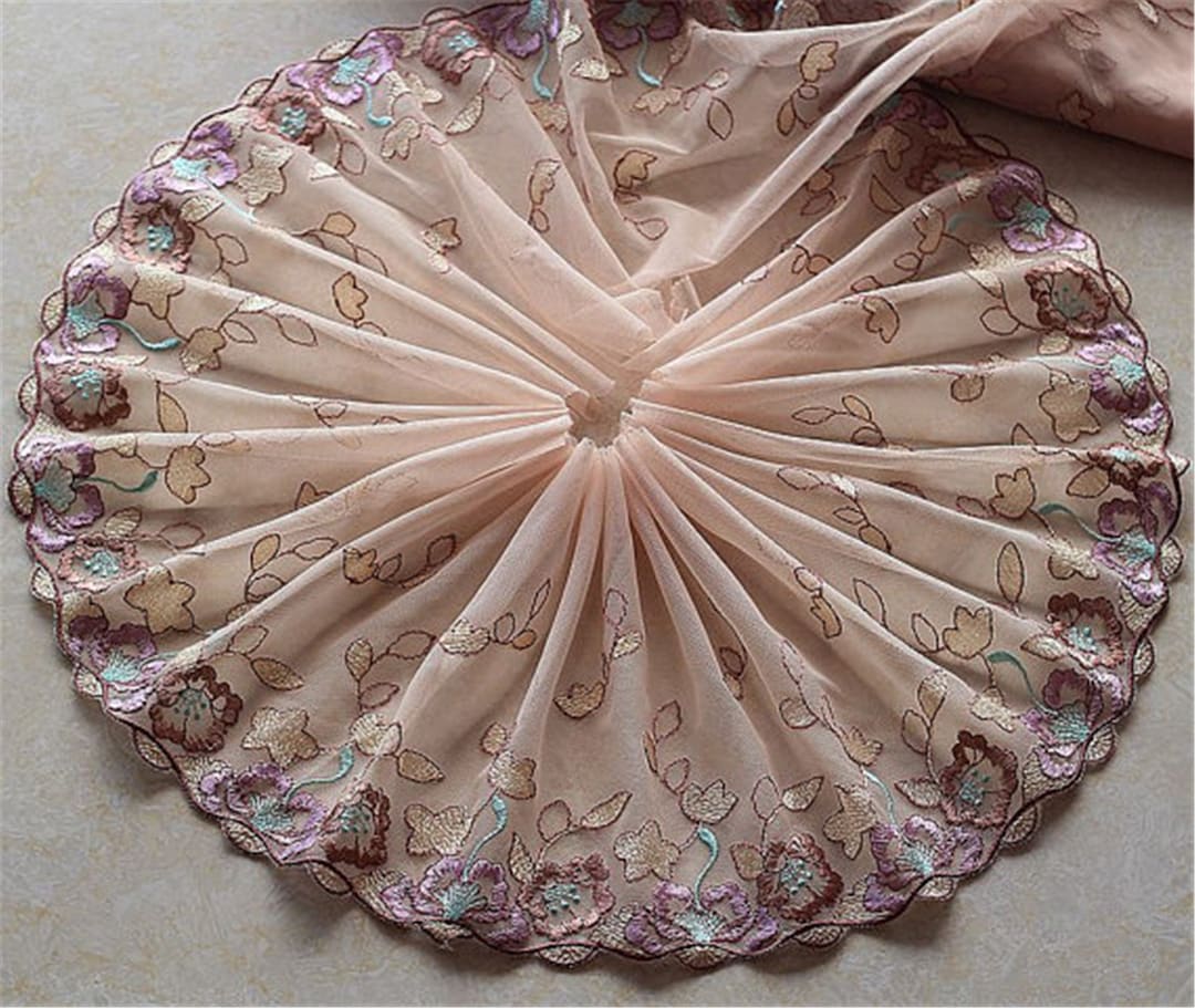 Two Yards Flower Embroidery Lace Ribbon Costume Gown Trim 5.9 Inches ...