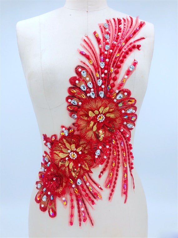Beading Bodice Applique Stunning Rhinestones Motif Patch - Etsy