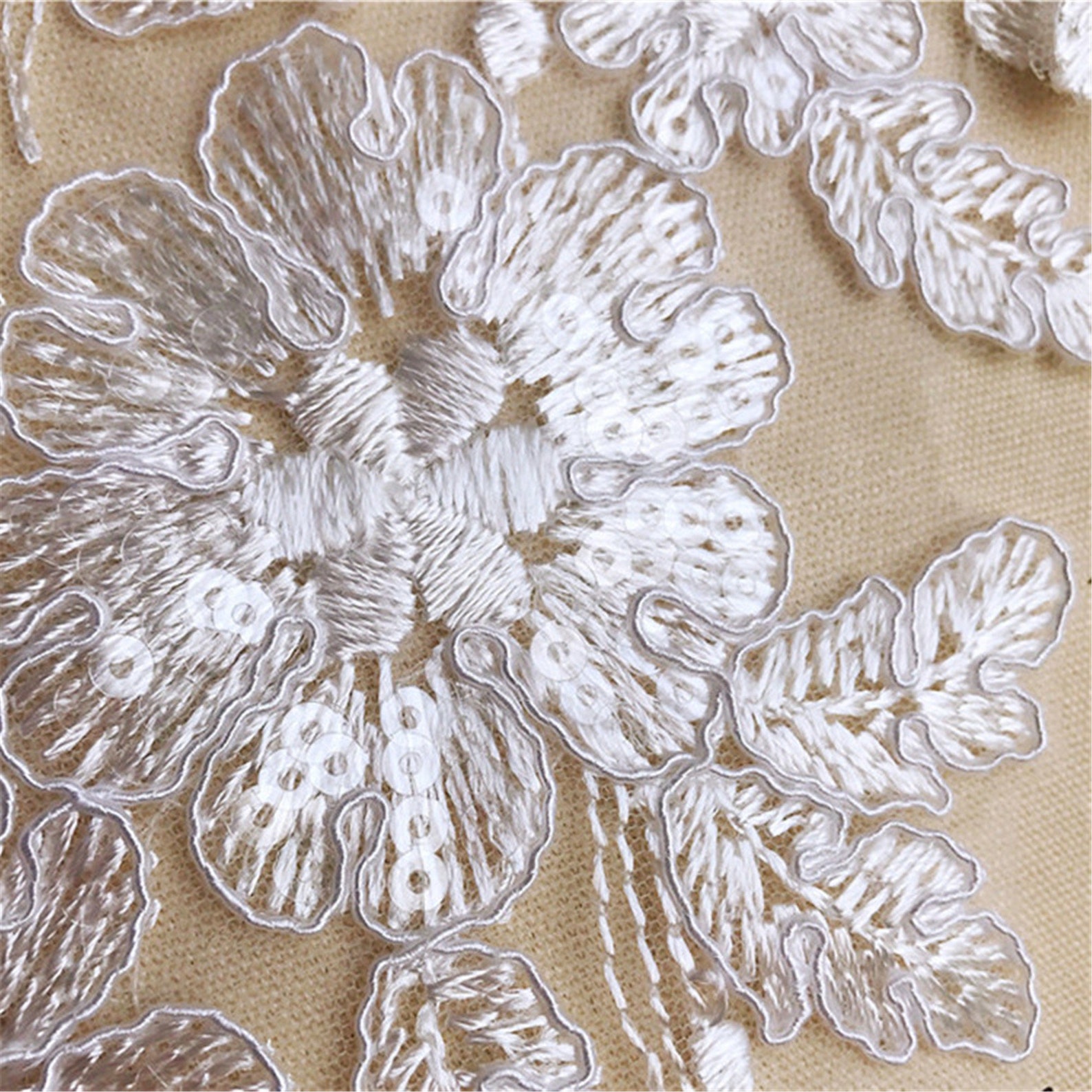 Off-White Shimmer Sequin Bridal Lace Applique lace Motif | Etsy