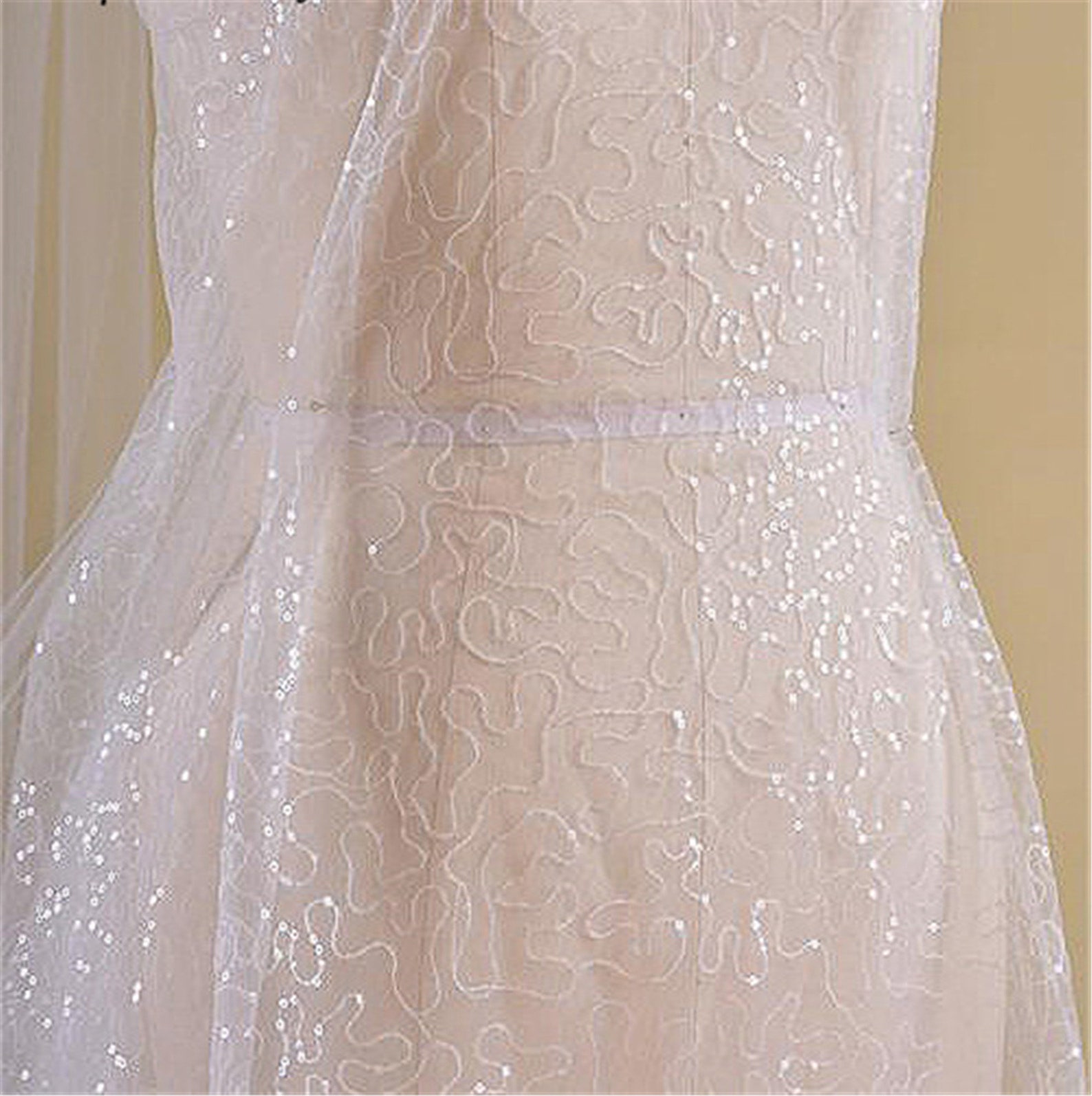 Clear Sequined Lace Fabric Translucent Sequined Bridal Dress - Etsy