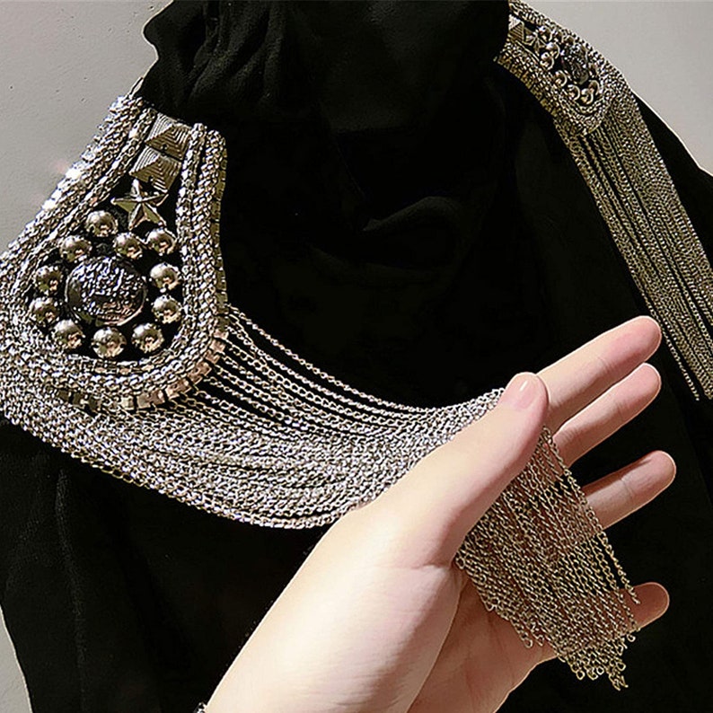 Shoulder Tassel Chain Epaulettes Rhinestone Beaded Epaulet | Etsy