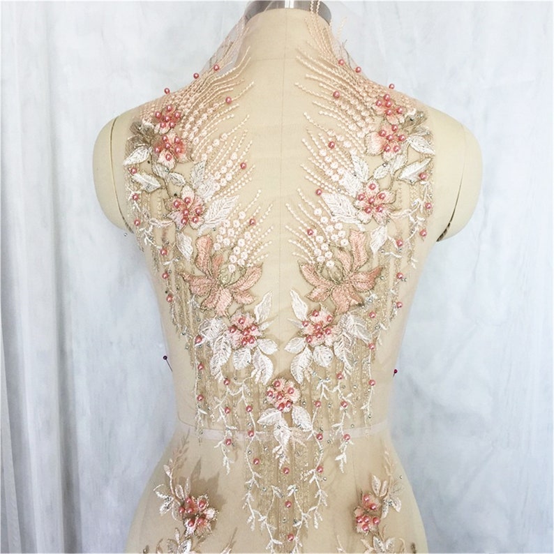 Stunning 3D Beaded Embroidery Flower Sequence Lace Applique Lace Motif ...
