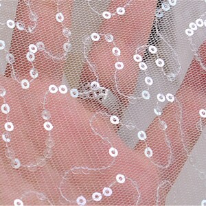 Clear Sequined Lace Fabric Translucent Sequined Bridal Dress Overlay ...