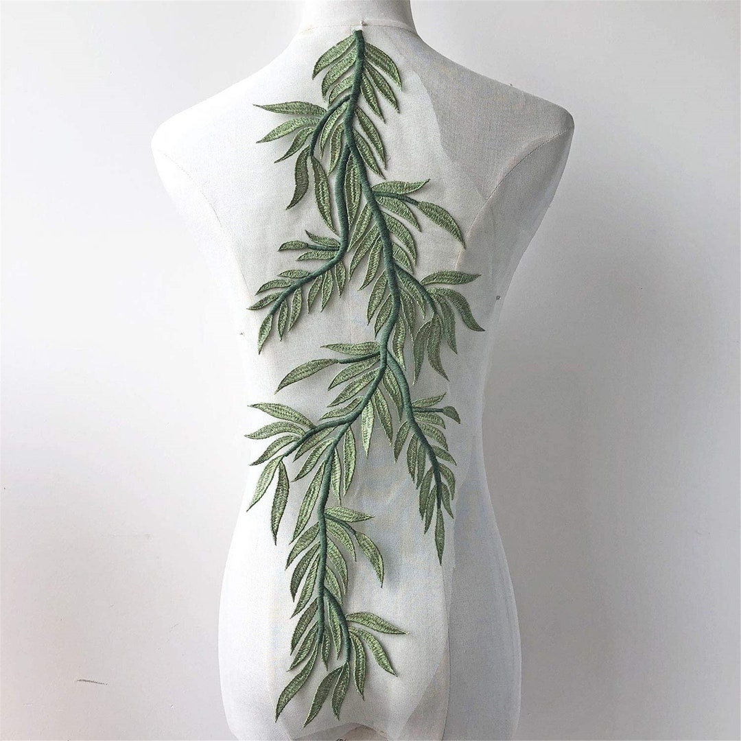 Delicate Leaves Vine Applique Embroidery Lace Patch Off-white Motif ...