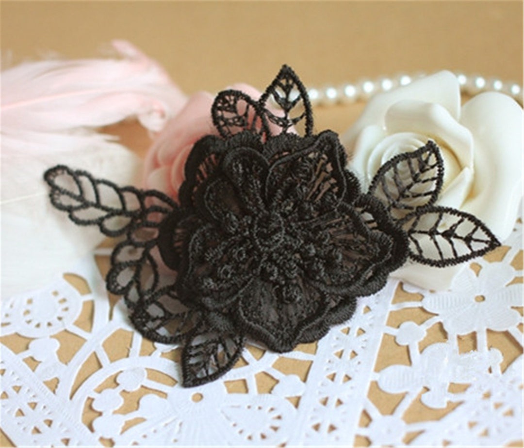 Lace Applique,floral Lace Applique Embroidery,3d Black Lace Applique ...