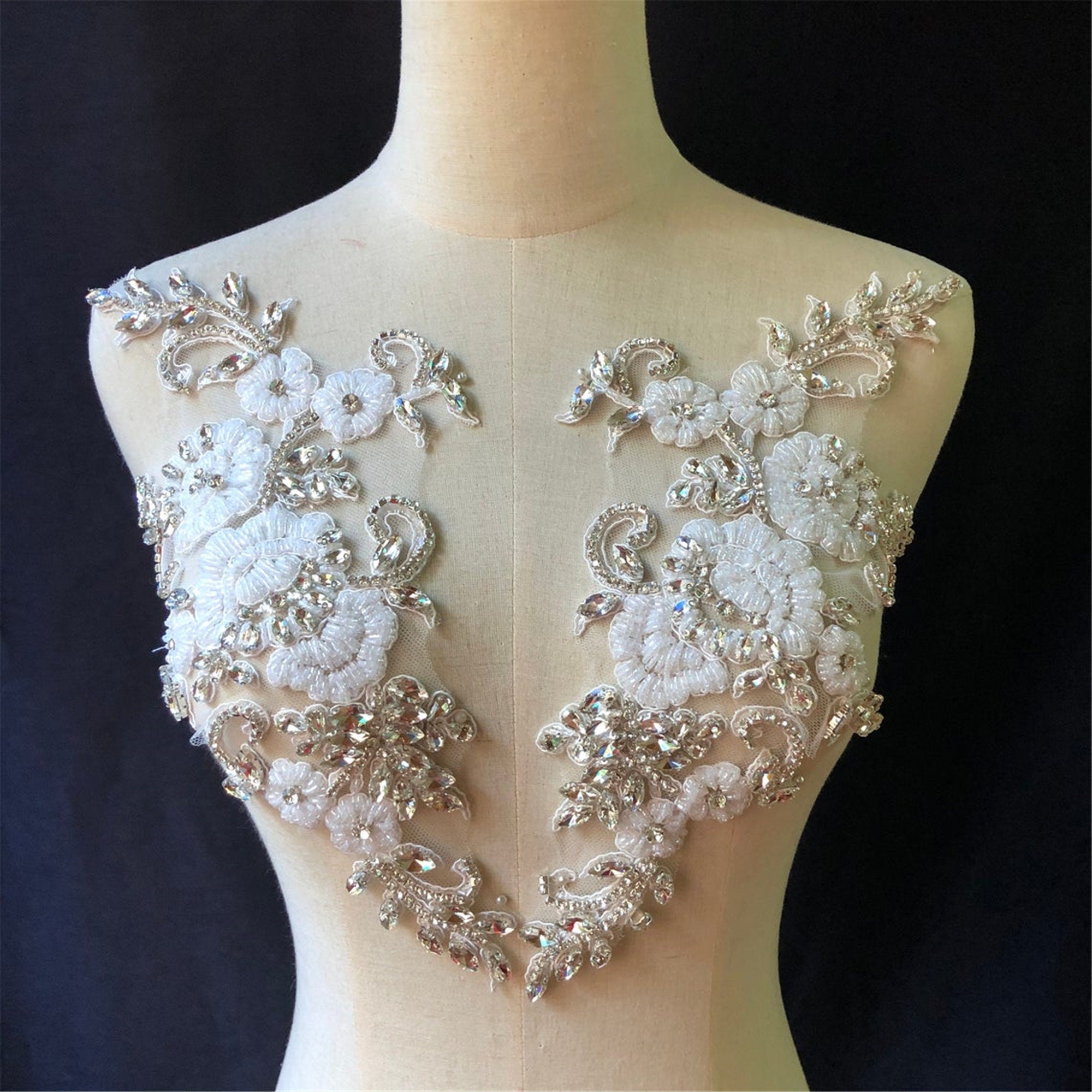 Rhinestone Pair Sparkling Crystal Appliques Hand Crafted Bead - Etsy