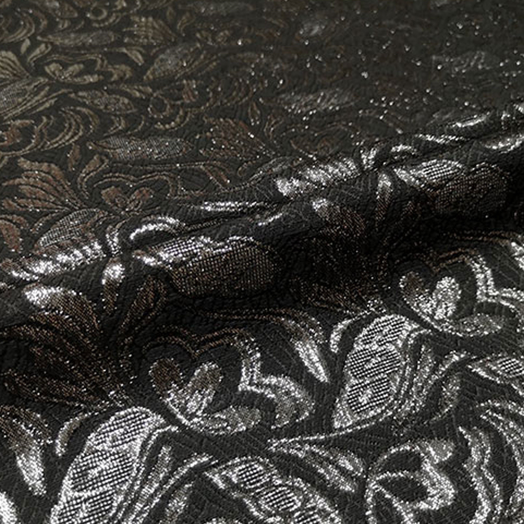 Luxury Black Brocade Dress Fabric Silver Flora Jacquard - Etsy