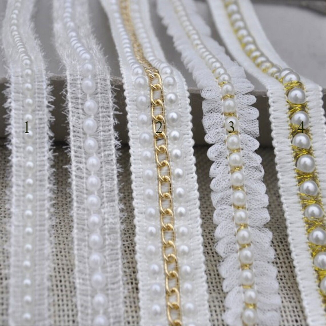 Elegant Ribbon Beaded Handmade Beading Trim Lace Pleated Lace - Etsy