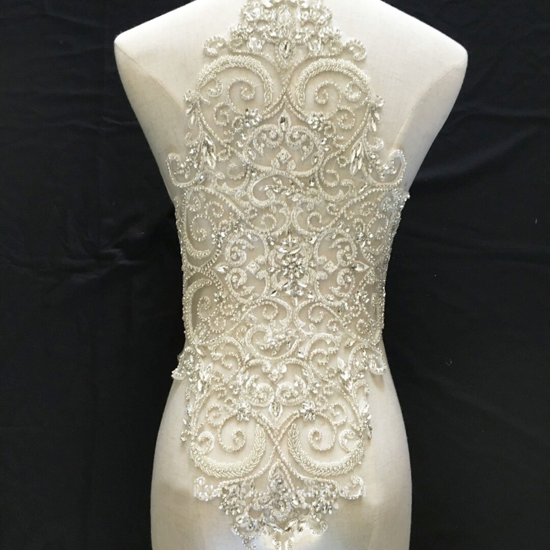 Full Body Gold Rhinestone Bodice Applique Vintage Beading Fringe Craft ...