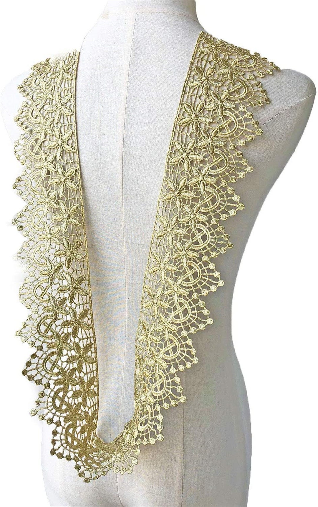 Antique Golden Lace Trim Flower Embroidered Lace Edge Stitch Lace ...