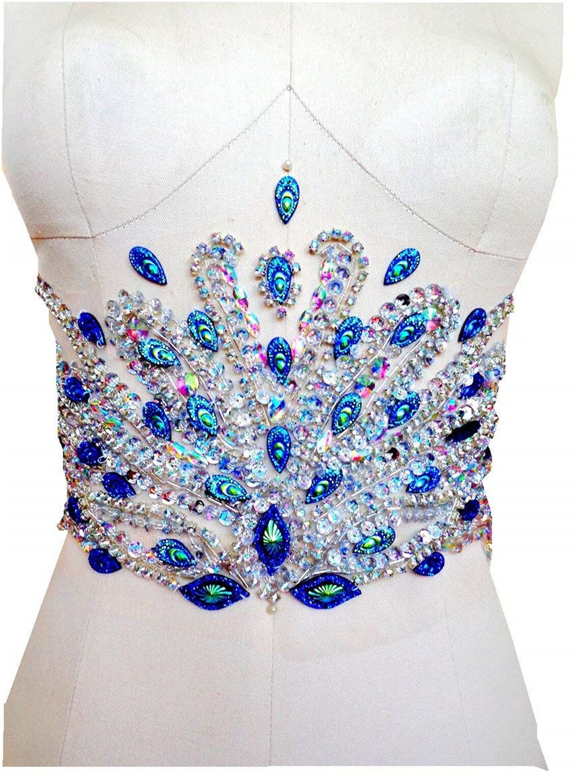 Sequined Applique Dress Belt Colorful Stones Beaded Rhinestone Lace ...