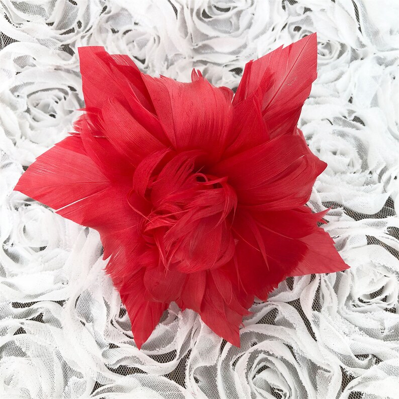Red Handmade Feather Customized Flower Natural Feather Flower ...