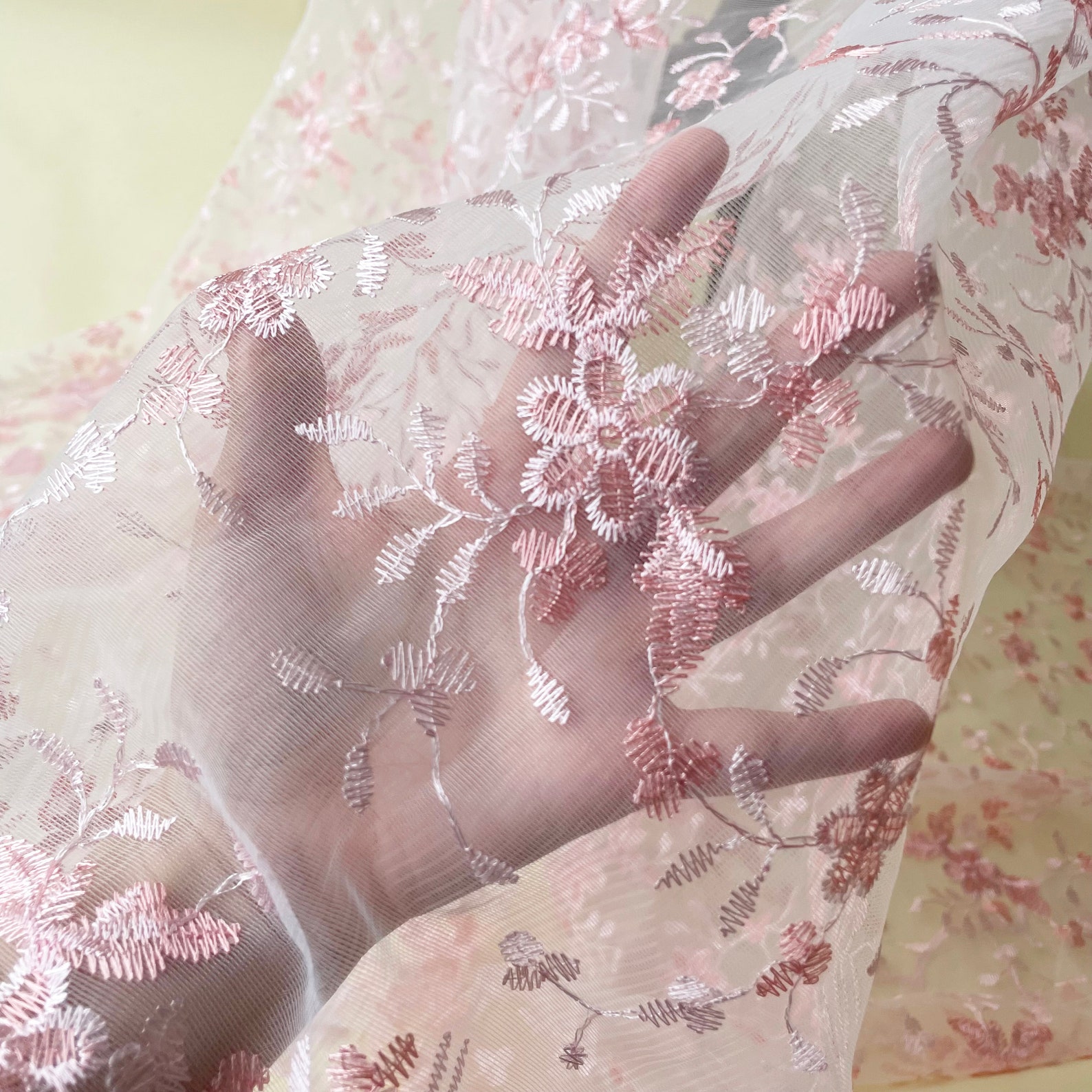 Pink Exquisite Floral Lace Net Both Scalloped Edge Embroidery - Etsy