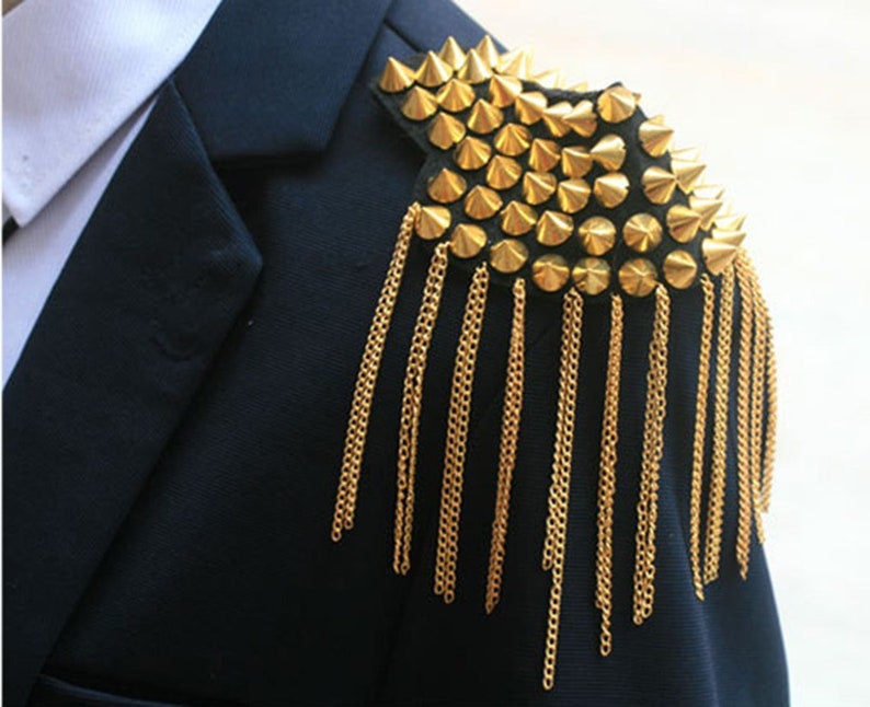 Shoulder Tassel Chain Epaulet With Rivet Crystal Epaulet Fringe ...