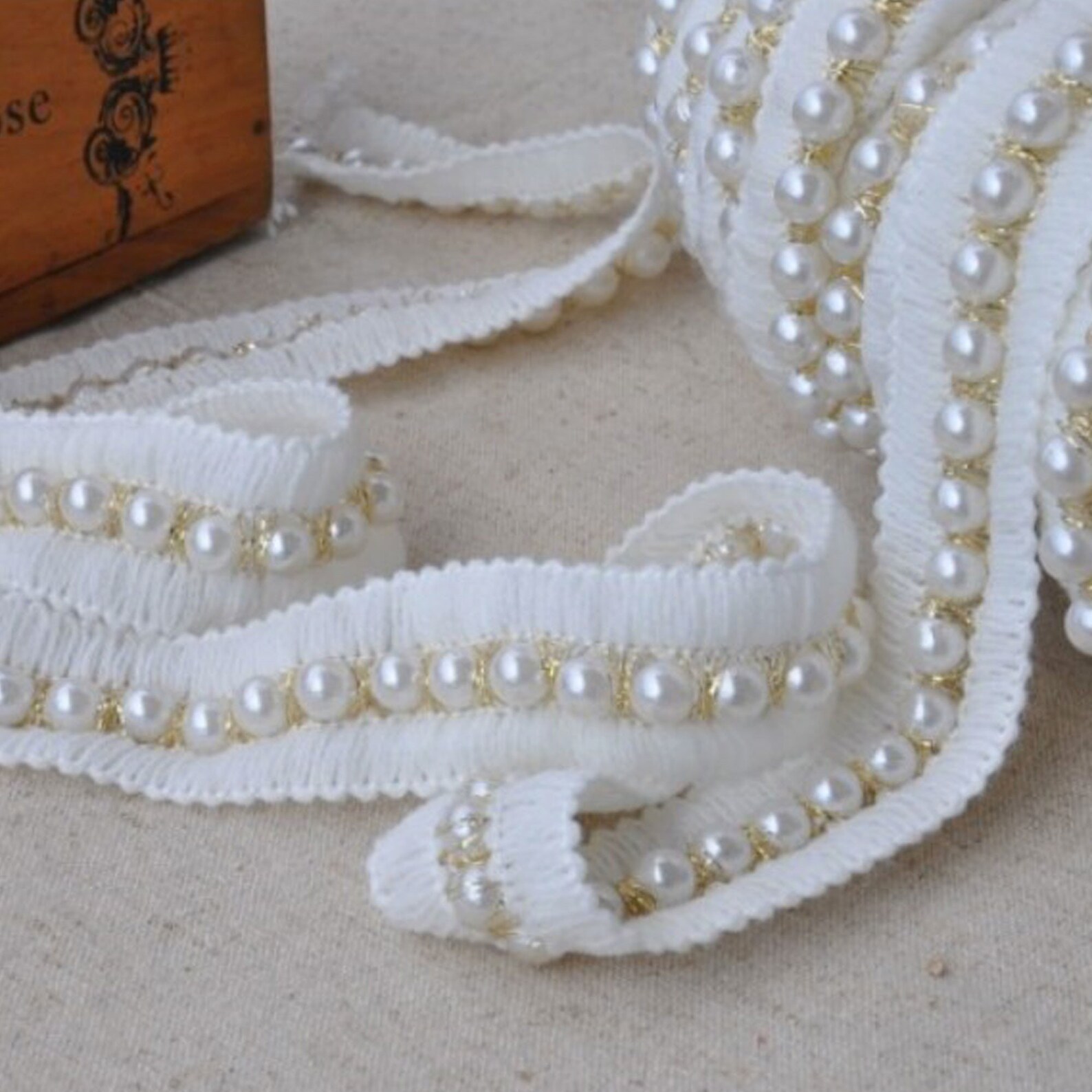 Elegant Ribbon Beaded Handmade Beading Trim Lace Pleated Lace - Etsy