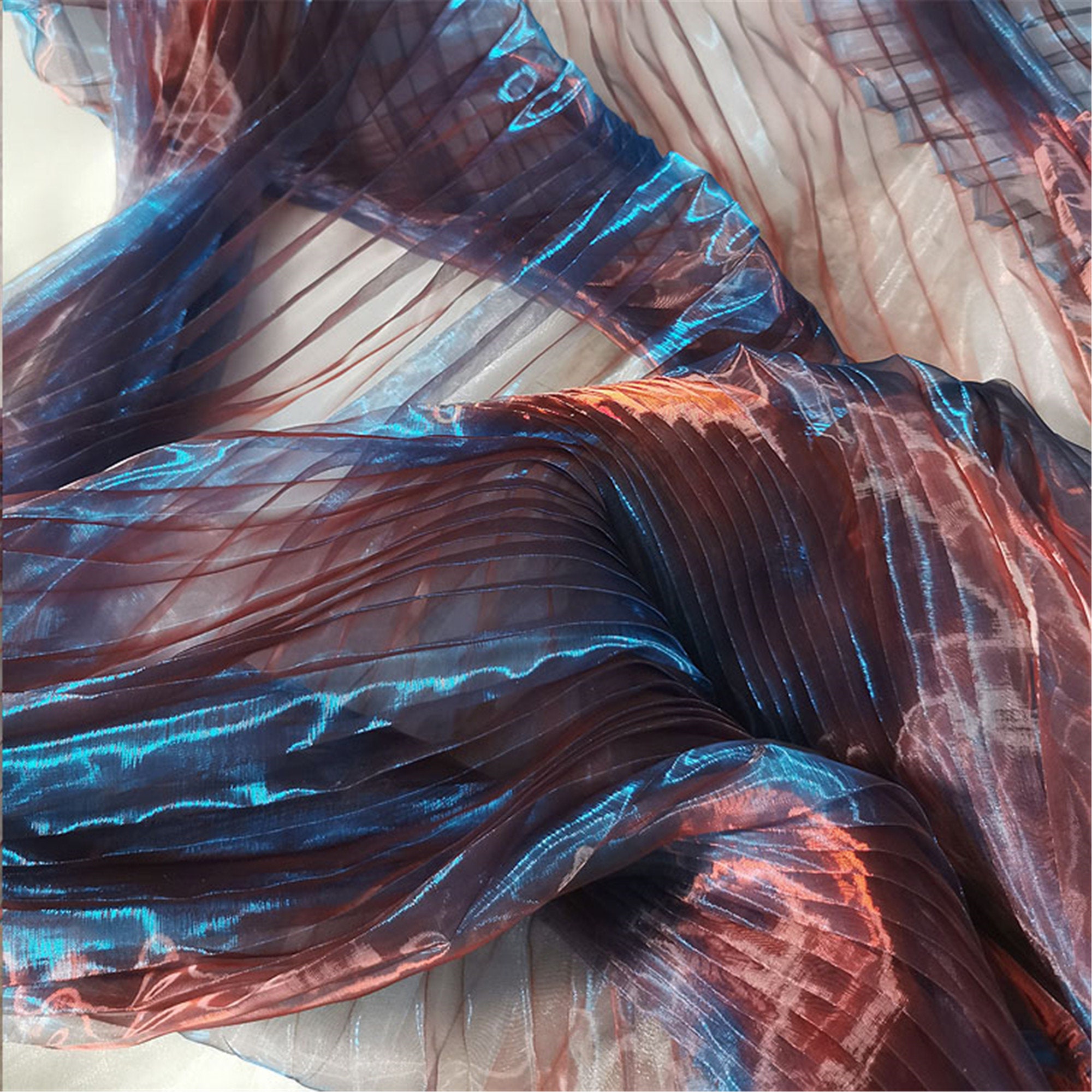 Gradient Magic Color Laser Organ Pleat Pleated Fabric Original - Etsy