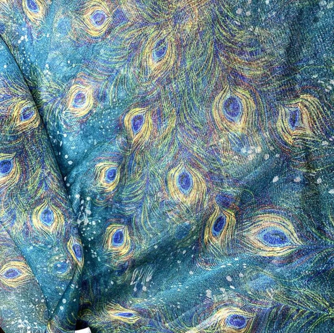 Glitter Peacock Fether Tulle Lace Fabric Soft Mesh Constellation Lace ...