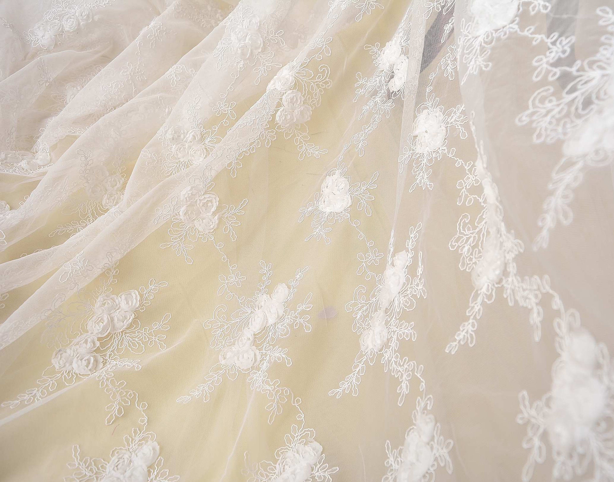 Elegant off White Blossom Chiffon Flower Lace Scalloped Edge | Etsy