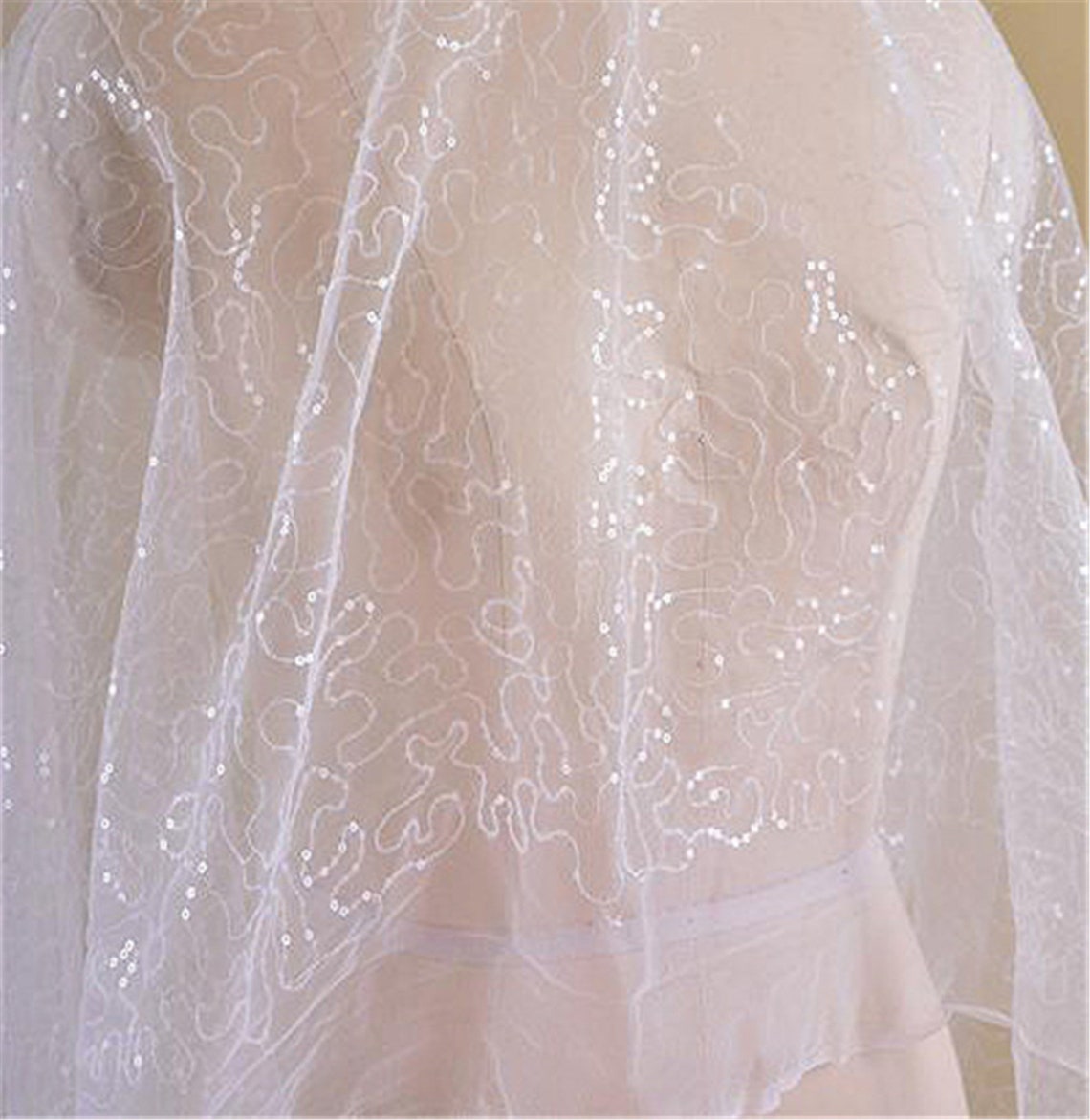 Clear Sequined Lace Fabric Translucent Sequined Bridal Dress | Etsy