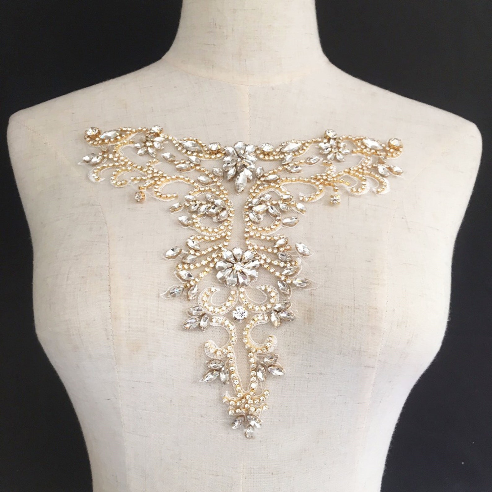 Sparkling Rhinestones Applique Wedding Gown Applique Shoulder | Etsy