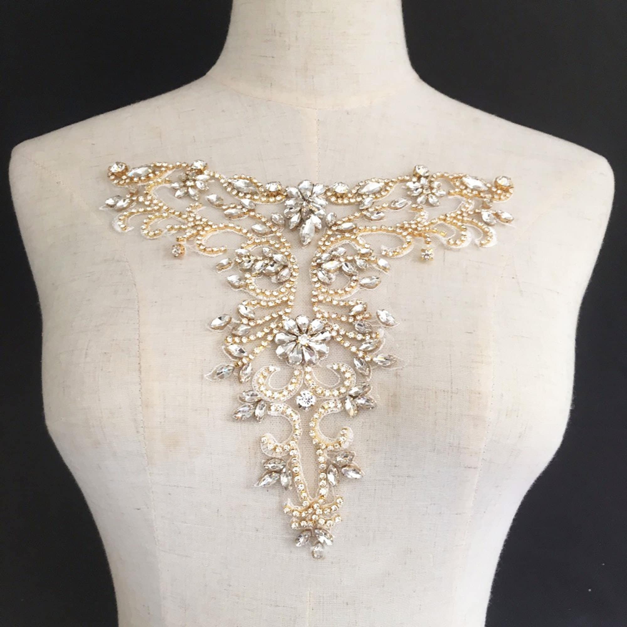 Sparkling Rhinestones Applique Wedding Gown Applique Shoulder | Etsy