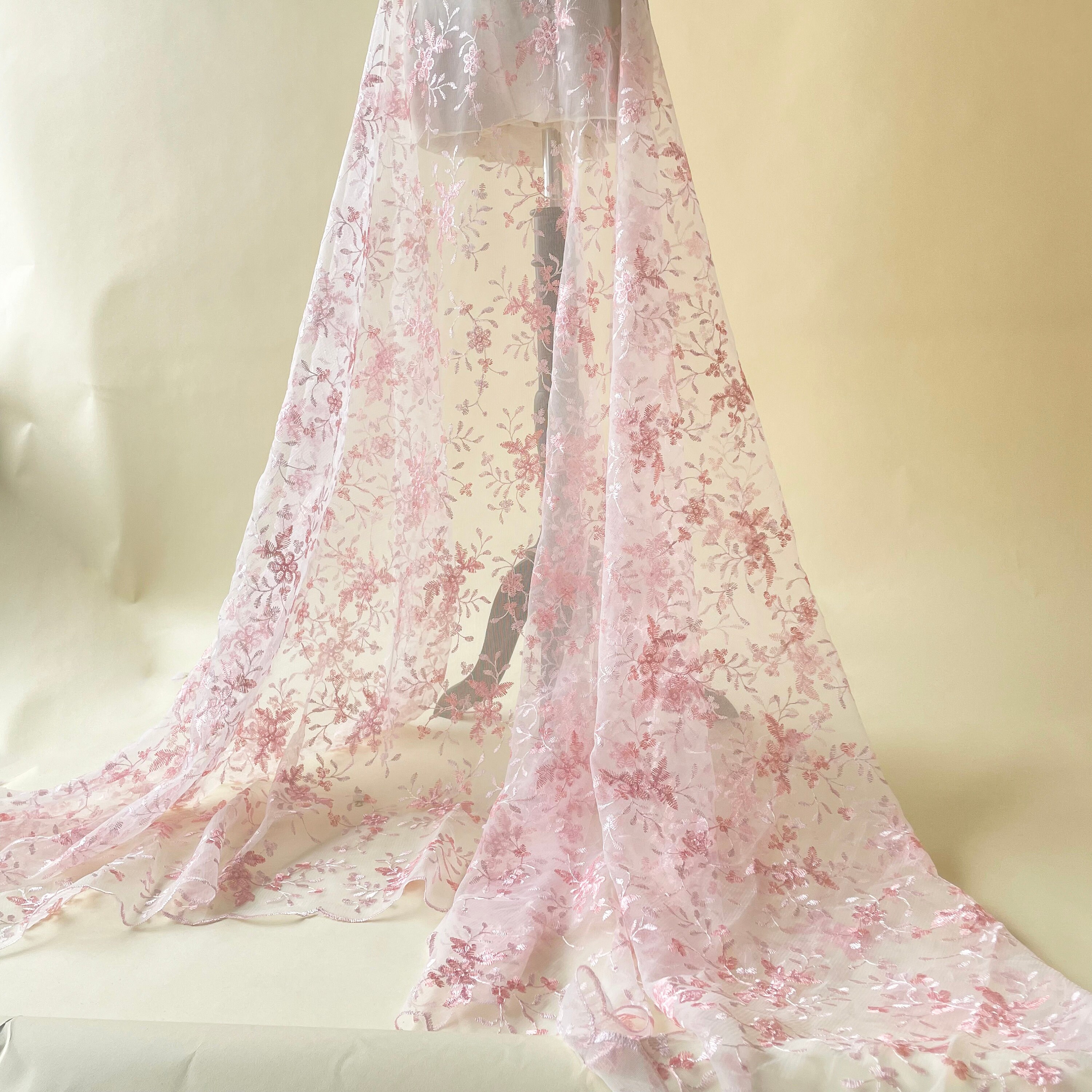 Pink Exquisite Floral Lace Net Both Scalloped Edge Embroidery - Etsy