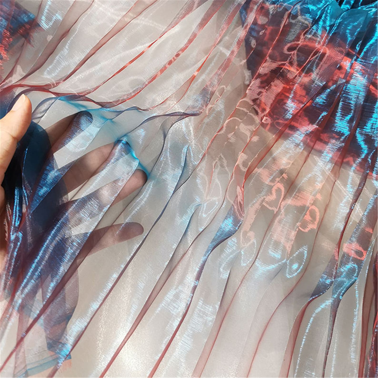 Gradient Magic Color Laser Organ Pleat Pleated Fabric Original - Etsy