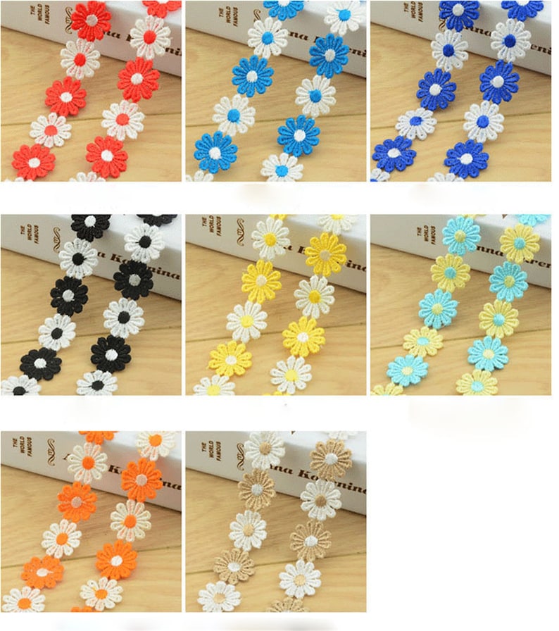 Daisy Sun Flower Decorating Lace Embroidered Trim Ribbon for - Etsy