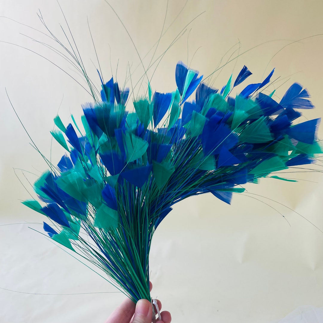 Dyed Twisted Feather Flower Mount Bouquet Millinery Feather Flower Faux ...