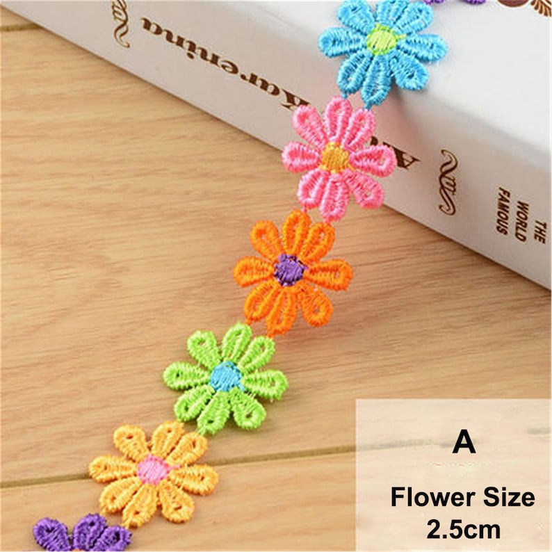 Daisy Sun Flower Decorating Lace Embroidered Trim Ribbon for - Etsy