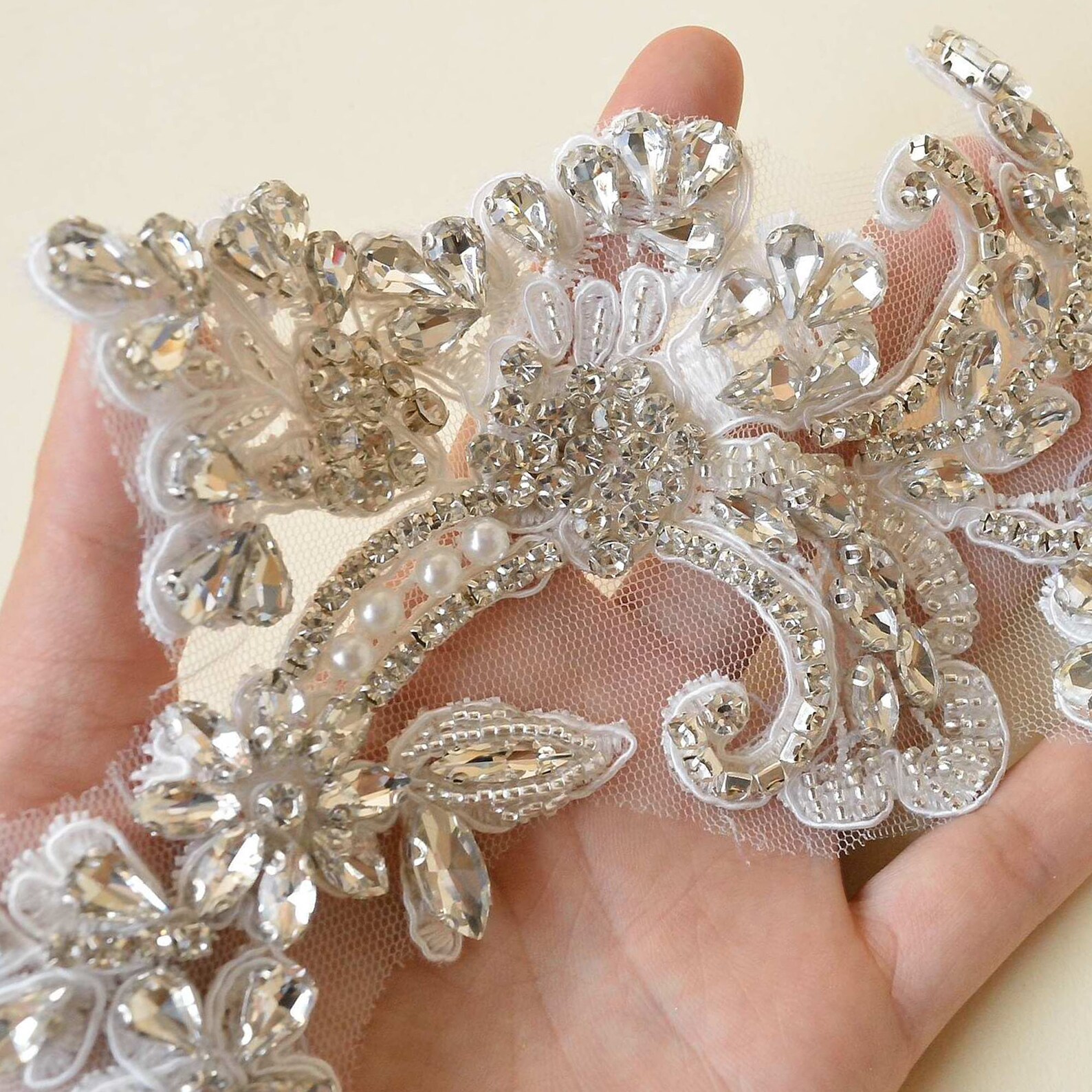 Beaded Applique Rhinestone Application Crystal Flower Patch - Etsy