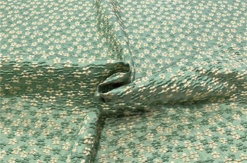 Green Daisy Floral Fabric Brocade Fabric Jacquard Emboss - Etsy