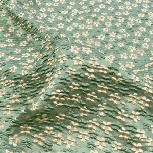 Green Daisy Floral Fabric Brocade Fabric Jacquard Emboss Jacquard ...