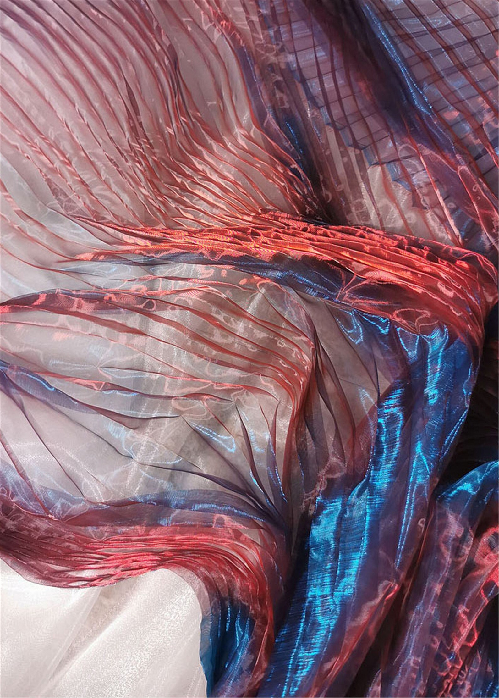 Gradient Magic Color Laser Organ Pleat Pleated Fabric Original | Etsy