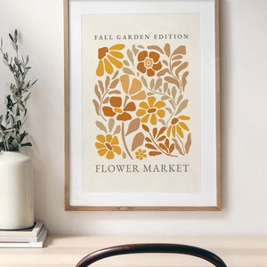 Flower Market Print Fall Wall Art Autumn Illustration - Etsy
