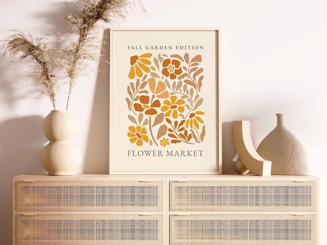 Flower Market Print Fall Wall Art Autumn Illustration - Etsy