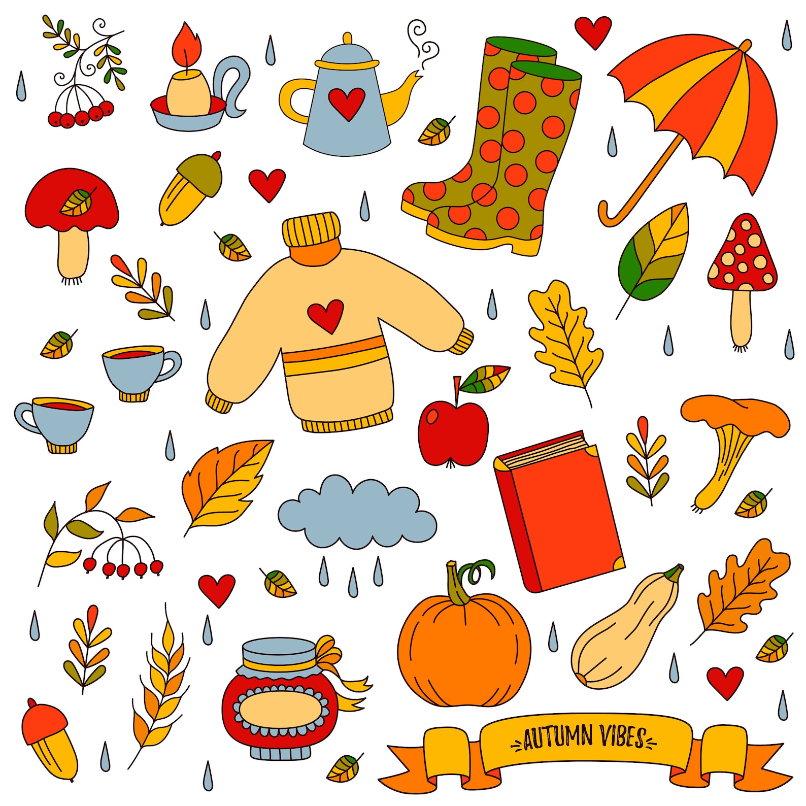 Automne automne icônes collection svg png jpg eps vector | Etsy