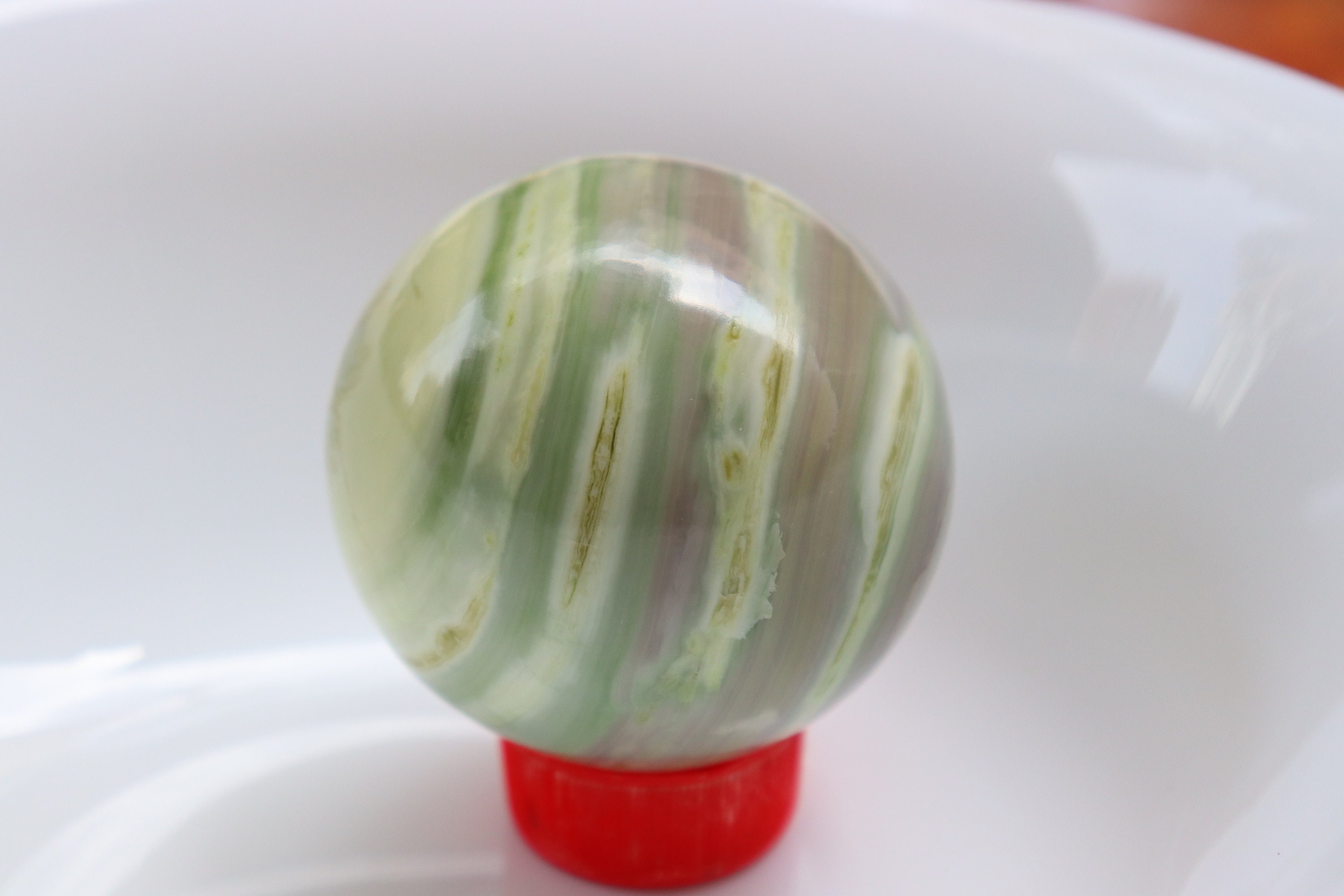 Green Serpentine Sphere Stone Banded Green Serpentine Sphere - Etsy